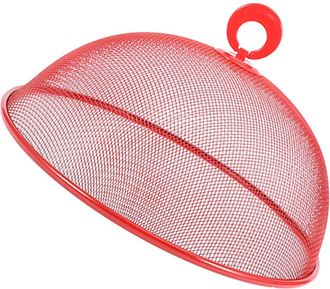 DOITOOL Praktische Lebensmittelschutzhaube aus Eisen 30cm Rote K&uuml;chenabdeckung f&uuml;r Haushalt Staubschutz Essenszelt f&uuml;r Saubere Lebensmittel