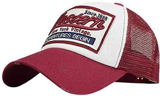 Heekpek Heekpek Lettres Anglaises Casquettes Baseball Broderie Casquettes Homme Femme Casual Sport Casquettes Hip Hop Casquette Mesh - Rouge - Taille unique