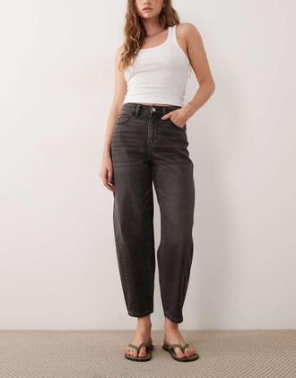 Threadbare Barrel-Leg-Jeans in Schwarz