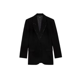 Zadig&Voltaire Femme, Vestes, Noir, Taille: 36 FR Veste Blazer Noire avec Strass