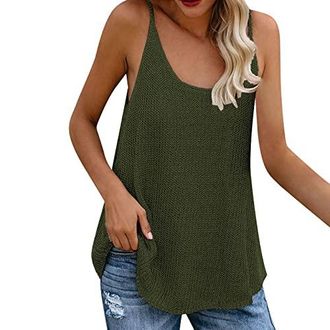 Generic Body pour femme - Col en V - Sans manches - Motif - Pull en tricot - Col rond - Camisole - Gilet en tricot douillet, vert, XXL