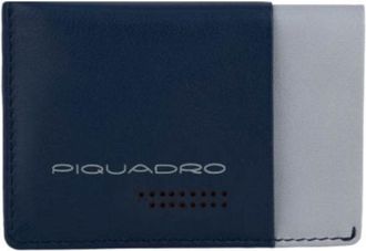 Piquadro Einfacher Kreditkartenhalter aus Leder, blau