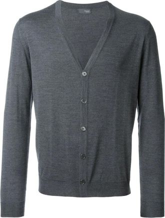 Drumohr Homme, Pulls, Gris, Taille: L Cardigan scollo a V bottoni