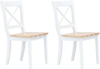 Les Tendances Chaise bois massif blanc et naturel Aero - Lot de 2