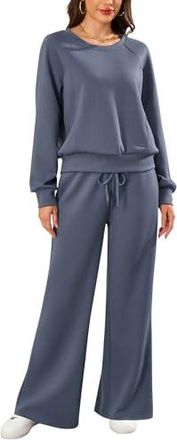 SHEKINI Survetement Femme Ensemble de Surv&ecirc;tement Deux Pi&egrave;ces &agrave; Manches Longues et Col Rond Jogging Ensembles Sports Haut et Large Pantalon Droit