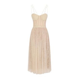Elisabetta Franchi Damen, Kleider, Beige, LGr&ouml;&szlig;e