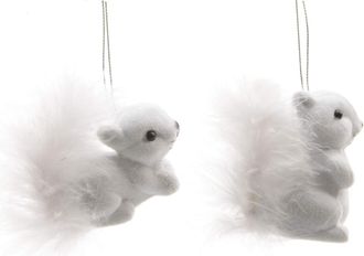 Kaemingk Weihnachtsfiguren aus Kunststoff Eichhörnchen 2er SET, Farbe:weiß