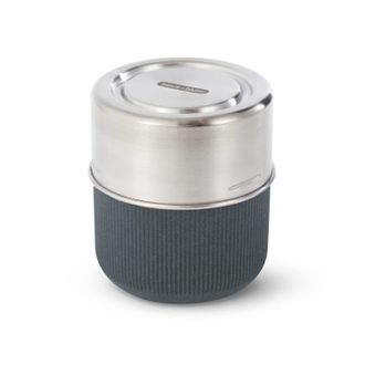 Black + Blum Lunchschale aus Glas, Schiefer, 400 ml, Borosilikatglas mit Schutzhülle aus nachhaltiger Holzfaser und Polypropylen, To go Becher Auslaufsicher, Ofen,