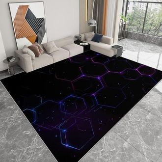 Generic Élégant Animal Cheval Cercles Tapis Lavable en Machine 140 x 200 cm Paillasson imprimé antidérapant à Poils Courts pour Salon Chambre denfant Chambre 