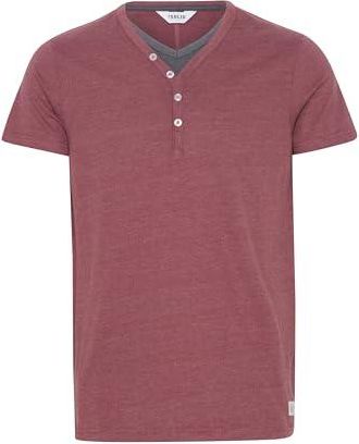Solid SDDorian Homme T-Shirt à Manches Courtes Col Tunisien Mélange de Coton Regular Fit, Taille:3XL, Couleur:Wine Red Melange (8985)