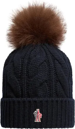 Moncler Moncler Wool & Cashmere Beanie With Pom Pom, Women, Blue, Size: One Size