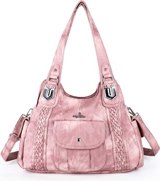 Angel Kiss Geldb&ouml;rsen und Handtaschen f&uuml;r Damen, gewaschenes veganes Leder, Umh&auml;ngetasche, Hobo-Umh&auml;ngetasche, 7028pink