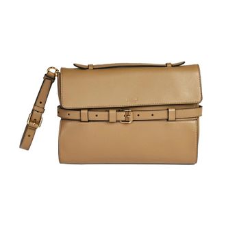 Moschino Beige Leder Pochette mit Zierriemen - - Bags - Damen - Beige - ONE SIZE