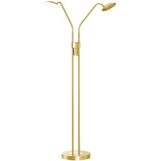 Fischer Leuchten Lampadaire LED laiton Lampe sur pied dimmable CCT lampe de salon lampe de lecture bras mobiles, m&eacute;tal verre, 2x 7,5W 900Lm blanc chaud neutre, H 135