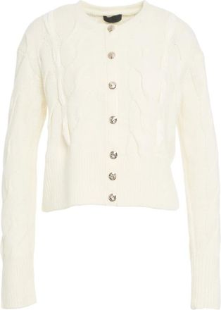 Liu Jo Femme, Pulls, Blanc, Taille: 40 FR Cardigan en Tricot à Câble Classique Bianco
