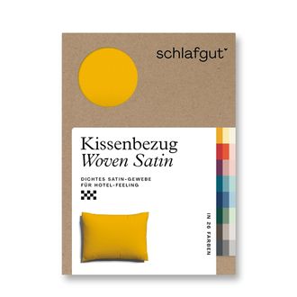 Schlafgut Woven Satin Kissenbezug 60x80 cm Yellow Deep Uni in Premium Hotelqualit&auml;t, Kopfkissenbezug einzeln mit 100% weicher Baumwolle