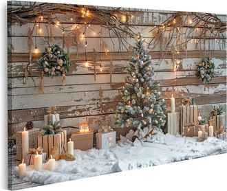 Islandburner Prime Bild auf Leinwand Weihnachtliche Lichterstimmung im festlichen Wohnzimmer - Leinwand 80x40cm
