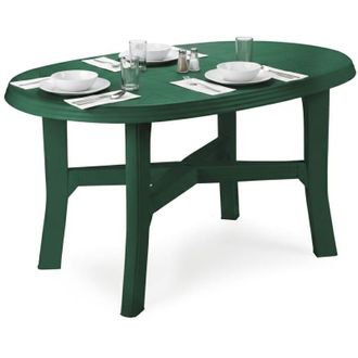 Dmora Roxton Outdoor-Tisch, 6 Pl&auml;tze, fester ovaler Tisch Made in Italy, max. L&auml;nge 137 cm, 137x88x72h cm Gr&uuml;n