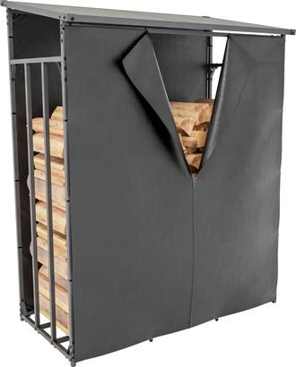 Clp Kaminholzunterstand Ruston Aluminium + Abdeckplane I Kaminholzregal Anthrazit I Holzlager Aus Aluminium I Feuerholzregal Für Außen, Größe:M