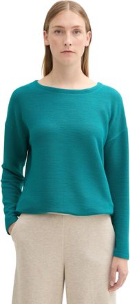 Tom Tailor Damen 1044579 Swaetshirt mit Struktur und Kordelzug, 21178-Ever Green, XL