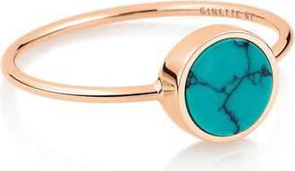Ginette NY Bague Ever Mini Disc Turquoise Or Rose