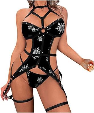 Generic NoëL Femme Sexy érotique Ensemble Peluche Nuisette Grande Taille Coquine Robe De Nuit Dentelle NoëL String NoëL Bra Bretelle Sexy Robe De Chambre dhiv