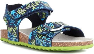 Geox J Ghita Boy Sandal, Navy/Lime, 24 EU
