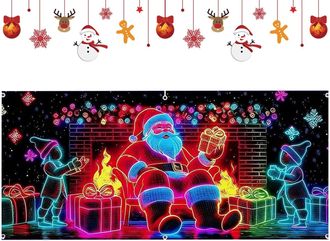 Generic Weihnachts Garagentor Banner,LED Festliche Party Dekoration f&uuml;r Innen- und Au&szlig;enbereich - Winter Weihnachts Garagentor Abdeckung,f&uuml;r Haus, Garten, Wan