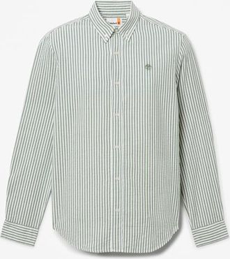 Timberland Gestreiftes Seersucker-Langarmshirt f&uuml;r Herren in Dunkelgr&uuml;n, Herren, Gr&uuml;n, Gr&ouml;&szlig;e