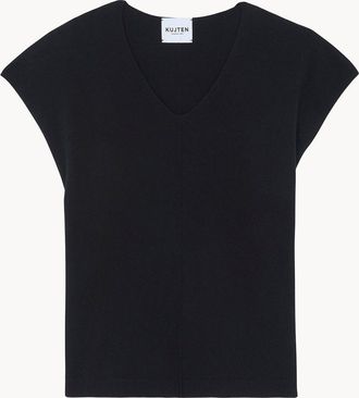 Kujten Pull cachemire col V sans manche - Pull Romane