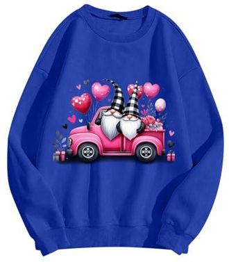 Generic 2026 Sweat-shirt &agrave; col rond pour homme et femme pour la Saint-Valentin, bleu, S
