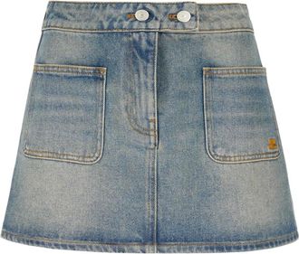 Courr&egrave;ges Femme, Jupes, Bleu, Taille: 36 FR Mini-jupe en denim Signature