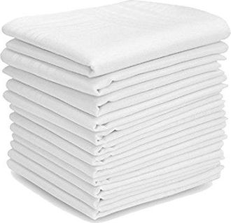 TOSKATOK Blanc 12 Paquets 100% Coton mouchoirs pour Hommes 44x44cm