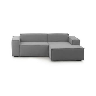 Talamo Italia Sofa mit Halbinsel Lidia, modulares Sofa mit rechter Chaiselongue, modernes Stoffsofa, 100 % Made in Italy, 240 x 170 x 70 cm, Grau