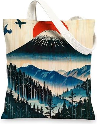 Generic Sacs fourre-tout en toile de montagne, sacs à provisions réutilisables, sacs à provisions réutilisables, légers et lavables, sacs en toile à bandouliè