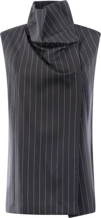 Sportmax Top long sans manches en pure laine &agrave; double boutonnage - Femme - Tops - Noir - Taille: 34 FR