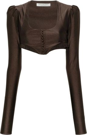 Philosophy di Lorenzo Serafini Femme, Blouses et Chemises, Brun, Taille: 38 FR Crop Top