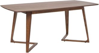 Beliani Table de salle à manger Placage Bois de Noyer Foncé MDF Pieds Bois dHévéa Socle Stable 180 x 90 cm Huxter