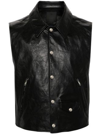 Givenchy gilet en cuir &agrave; bouton pression - Noir