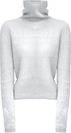 Generic Pull &agrave; col montant pour femme - Haut en laine avec d&eacute;coupe - Pour int&eacute;rieur et ext&eacute;rieur - Cadeau de No&euml;l, blanc, S