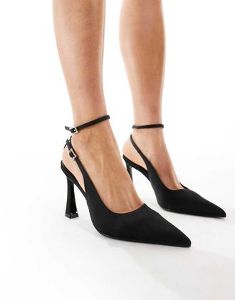 schuh Sunday - Pumps aus Satin in Schwarz mit Absatz