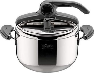 Lagostina Mia LagoeasyUP 5 l Schnellkochtopf aus Edelstahl 18/10, &Oslash; 22 cm, Dampfkochtopf f&uuml;r Induktion und Gas, Vereinfachtes &Ouml;ffnen des Deckels, mit 3-lagigem 