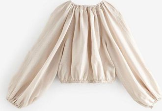 Next Langarmshirt Langarm-Oberteil Boho-Top aus 100 % Leinen (1-tlg)