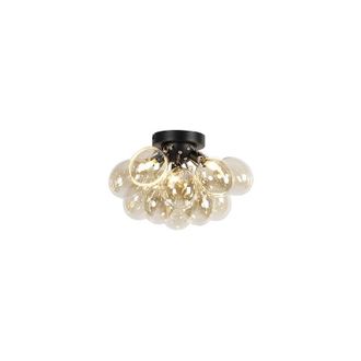 QAZQA Uvas - Plafonnier - 3 lumi&egrave;re - &oslash; 300 mm - Noir et Or - Art Deco, Design - &eacute;clairage int&eacute;rieur - Salon i Chambre i Cuisine i Salle &agrave; manger - Qazqa