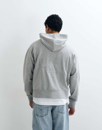 Calvin Klein Jeans Terry Monogram Kapuzenpullover in Grau