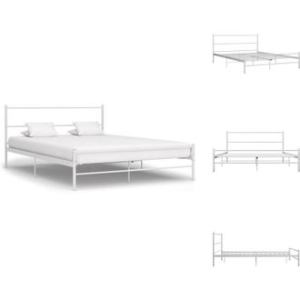 vidaXL Bettgestell Wei&szlig; Metall 140&times;200 cm - Metallbetten - Doppelbett - Wei&szlig;es Bettgestell - Bettgestell 140x200 - Bettrahmen