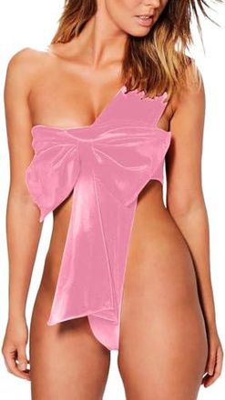 Generic 2026 Lingerie Rouge Femmes Festival Bowknot No&euml;l Dos Nu Body, rose, L