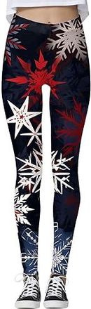 Generic Legging de sport pour femme - Pantalon imprim&eacute; de No&euml;l personnalis&eacute; - Pour course &agrave; pied, f&ecirc;te du P&egrave;re No&euml;l, bonhomme de neige, Noir, S