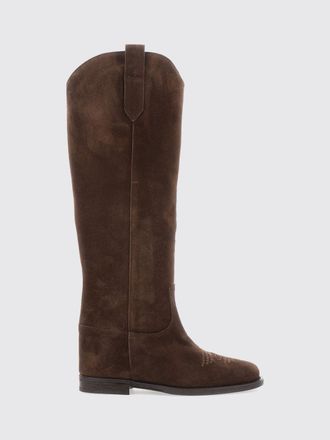 Via Roma 15 Bottes texanes hauteur genou en daim avec talon moyen