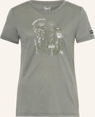 super.natural Funktionsshirt Rock Flowers Mit Merinowolle gruen
